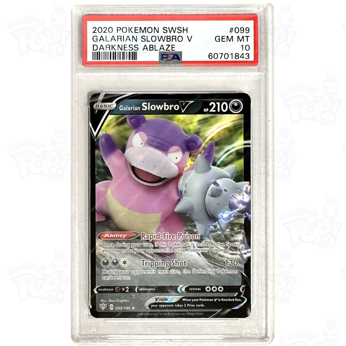 Pokemon TCG: Galarian Slowbro V SWSH03: Darkness Ablaze 099/189 PSA 10