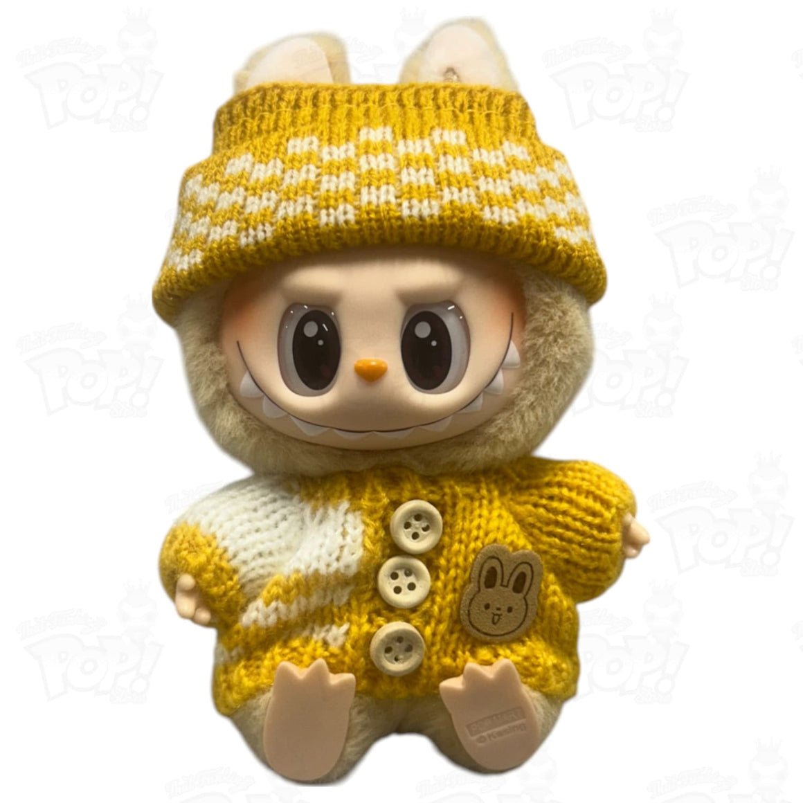 Pop Mart The Monsters Labubu OUTFIT Yellow Cardigan + Beanie
